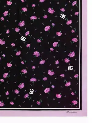 Dolce & Gabbana Carnations-print Scarf - Black