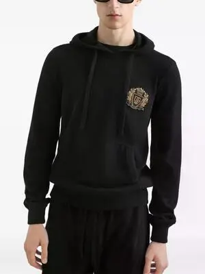 Dolce & Gabbana Cashmere Hoodie With Logo Appliqu