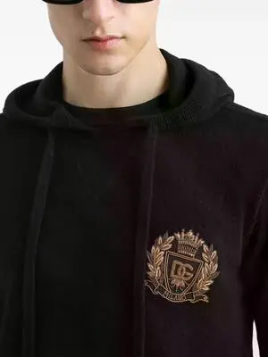 Dolce & Gabbana Cashmere Hoodie With Logo Appliqu