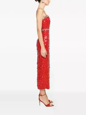 NISSA Crystal-embellished Sequin Midi Dress