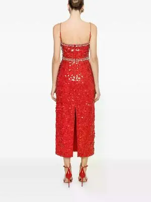 NISSA Crystal-embellished Sequin Midi Dress