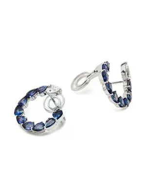 JEWELS AFICIONADO Sapphire And Diamond Hoop Earrings