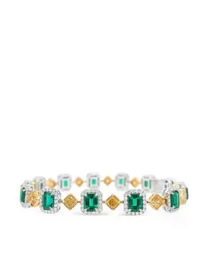 HYT JEWELRY Emerald And Diamond Tennis Bracelet - Silver