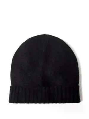 KUJTEN Ribbed Cashmere Beanie Hat - Black