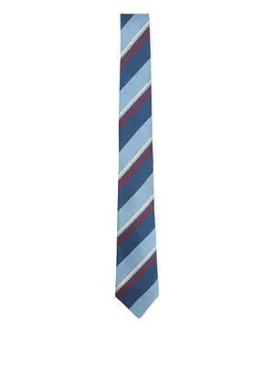 Paul Smith Striped Silk Neck Tie - Blue