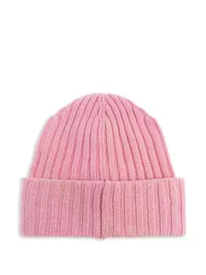 GANNI Ribbed Embroidered Beanie - Pink