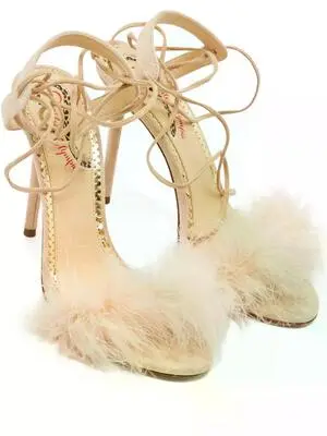 CHARLOTTE OLYMPIA Salsa Faux-fur Ankle-strap Sandals - Neutrals