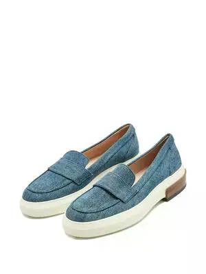 TOD'S Denim Block Heel Loafers