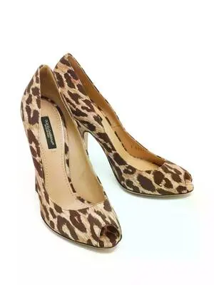 Dolce & Gabbana Leopard-print Peep-toe Pumps