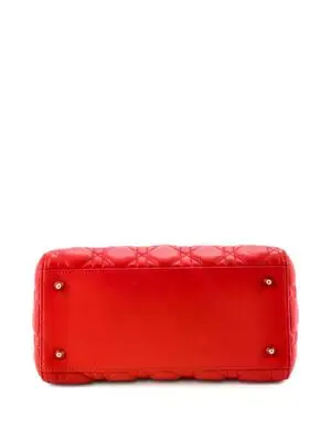 Dior Lady Cannage Quilt Lambskin Medium Satchel - Red