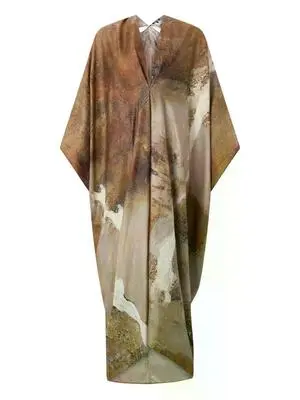 Roberto Cavalli Marble-print Silk Kaftan