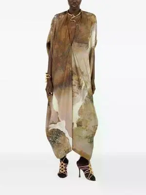Roberto Cavalli Marble-print Silk Kaftan