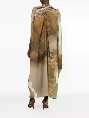 Roberto Cavalli Marble-print Silk Kaftan