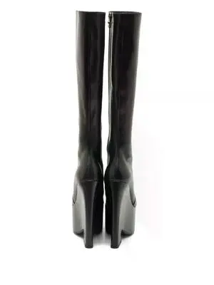 Versace Leather Platform Wedge Boots