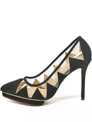 CHARLOTTE OLYMPIA Suede Platform Heel Pumps - Black