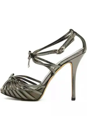 Dior Bow-detail Metallic Sandals - Grey