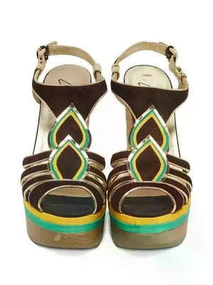 LORIBLU Suede Cut-out Wedge Sandals