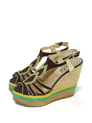 LORIBLU Suede Cut-out Wedge Sandals