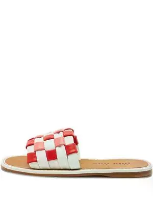 Miu Miu Woven Leather Slides - White