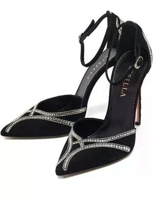 LE SILLA Ankle-strap Crystal Heeled Pumps - Black