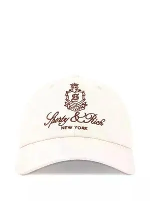 SPORTY & RICH Vendome Logo-embroidered Baseball Cap - Neutrals