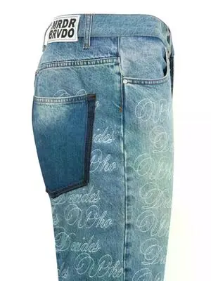 WHO DECIDES WAR Logo-embroidered Panelled Jeans