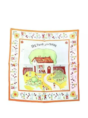 Hermès 2010s Carré 45 Retour À La Terre Scarf - White
