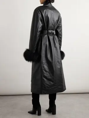 Alaïa Shearling-trimmed Leather Coat