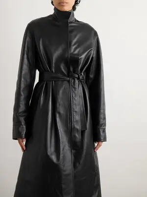 Alaïa Shearling-trimmed Leather Coat