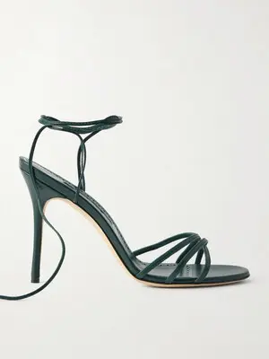 Manolo Blahnik Leva 105 Leather Sandals - Green