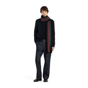 Gucci Wool Scarf With Web Wool