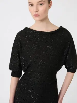 Max Mara Sequined Viscose Knit Midi Dress