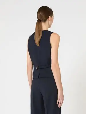 Max Mara Wool Crepe Gilet - Navy