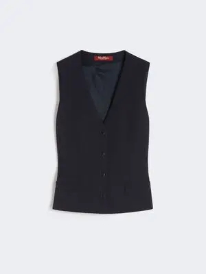 Max Mara Wool Crepe Gilet - Navy