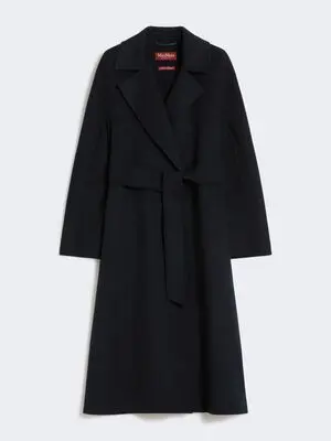 Max Mara Long Wool, Cashmere And Silk Coat - Navy