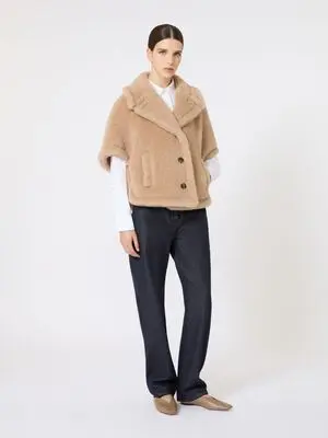 Max Mara Alpaca And Cashmere Teddy Fabric Cape - Beige