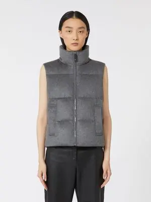 Max Mara Water-repellent Padded Cashmere And Canvas Gilet - Medium Grey