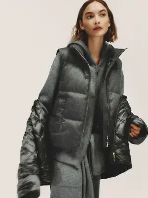 Max Mara Water-repellent Padded Cashmere And Canvas Gilet - Medium Grey