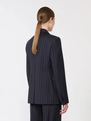 Max Mara Pinstripe Wool Double-breasted Blazer - Navy