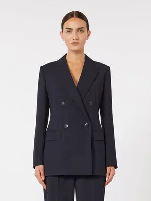 Max Mara Fitted Wool Crepe Blazer - Navy