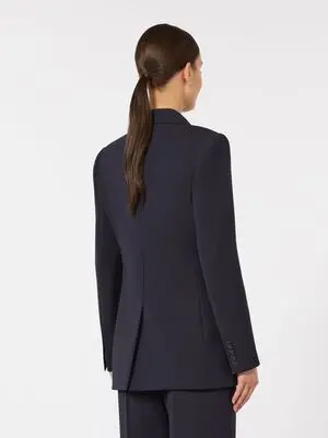 Max Mara Fitted Wool Crepe Blazer - Navy