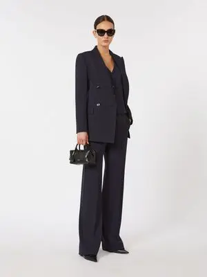 Max Mara Fitted Wool Crepe Blazer - Navy