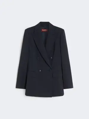 Max Mara Fitted Wool Crepe Blazer - Navy