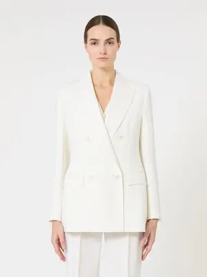 Max Mara Fitted Wool Crepe Double-breasted Blazer