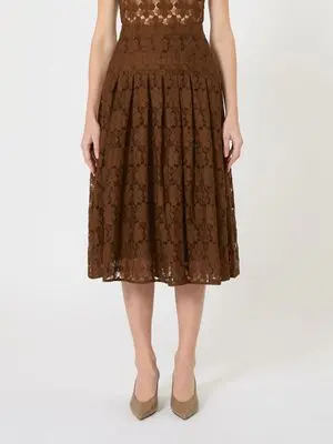 Max Mara Lace Pleated Midi Skirt