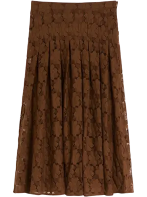 Max Mara Lace Pleated Midi Skirt