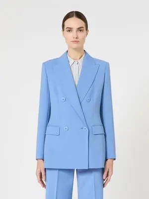 Max Mara Fitted Wool Crepe Blazer - Light Blue