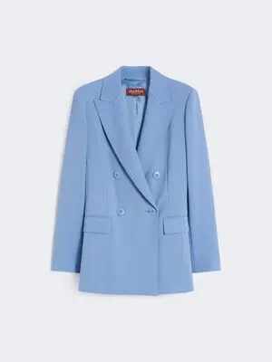 Max Mara Fitted Wool Crepe Blazer - Light Blue