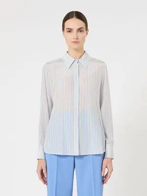 Max Mara Printed Crepe De Chine Shirt - Light Blue