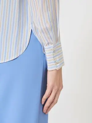 Max Mara Printed Crepe De Chine Shirt - Light Blue